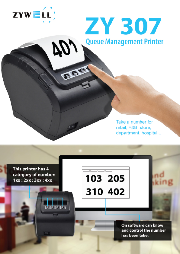 ZYWELL-ZY307-Queue Management Printer – MDOT